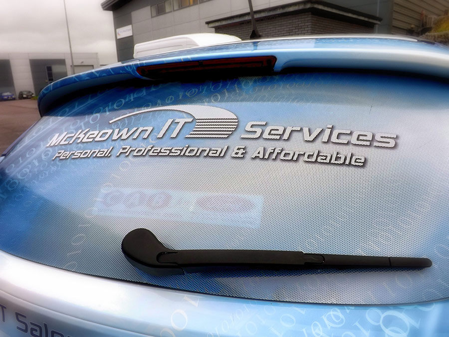Custom Rear Car Window Graphics | Vehicle Branding - Optima Signs, Cork